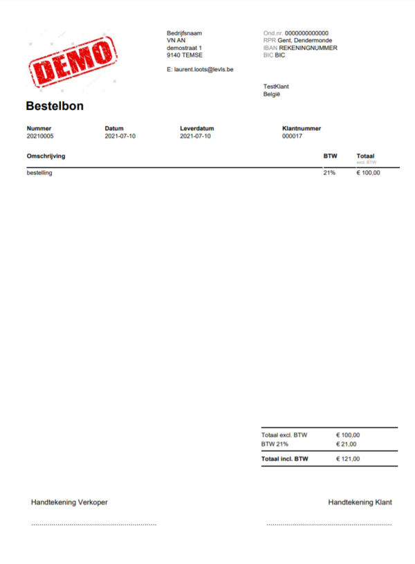 Bestelbon maken - handleiding